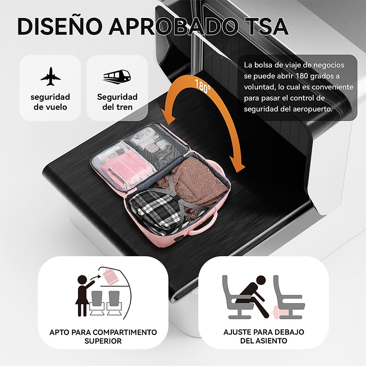 XJ-HOME Women Travel Laptop Backpack with USB Charging Port, Backpack for Traveling on Airplane with Laptop Compartment, Carry on Backpack Flight Approved with Luggage Strap, Fit for 15.6" Laptop,Pink