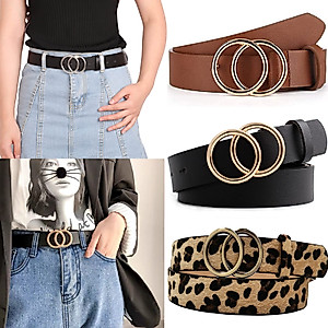 Tergy 6 Pieces Faux Leather Waist Belt for Women Double O-Ring Belt for Jeans Dresses Pants