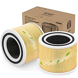 Core 300 Pet Care Replacement Filter Compatible with LEVOIT Core 300 and Core 300S Air Purifier, 3-in-1 H13 True HEPA and Activated Carbon Replacement Filter, Core 300-RF-PA, 2 Pack, Yellow