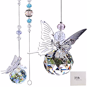 H&D HYALINE & DORA 30mm Handmade Butterfly Crystal Ball Prism Rainbow Maker Hanging Suncatcher Home Decoration