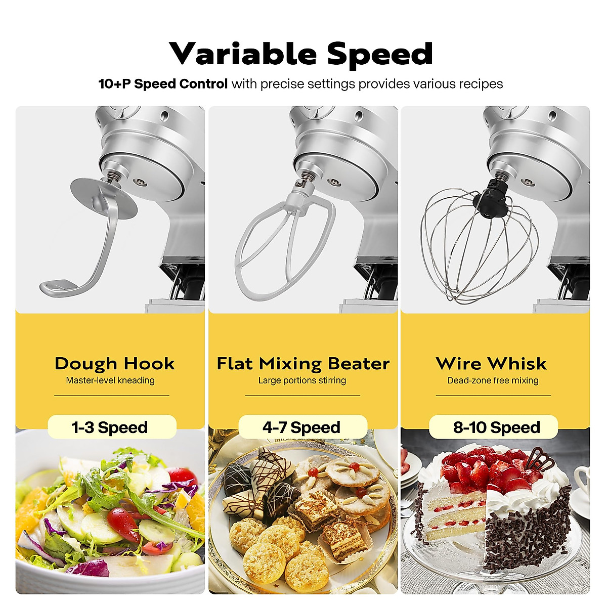 VIVOHOME 6 in 1 Multifunctional Stand Mixer with 8.5 Quart Stainless Steel Bowl, 660W 10 Speed Tilt-Head Meat Grinder, Juice Blender, Vegetable Slicer, Pasta and Cookie Maker, Silver