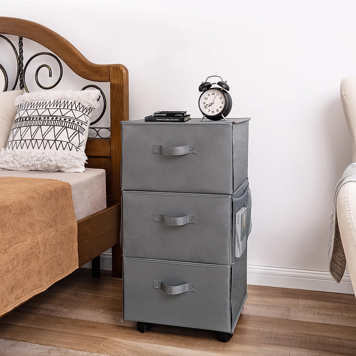 GRANNY SAYS 3 Drawer Storage Organizer, 3 Drawer Dresser, Storage Drawer for Bedroom, Closet Storage Drawers, Foldable Storage Cabinet for Clothing, Gray