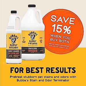 BUBBA'S ROWDY FRIENDS Bubbas Carpet Cleaner Solution for Shampoo Machine - Best Deep Cleaning Solution for Carpets, Rug, Couch, and Car - Works in Any Shampooer - Pet Home Essentials