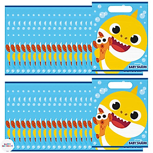 Unique Baby Shark Goodie Bags Pack - 16 Plastic Baby Shark Party Favor Bags & Sticker, Baby Shark Birthday Decorations & Supplies