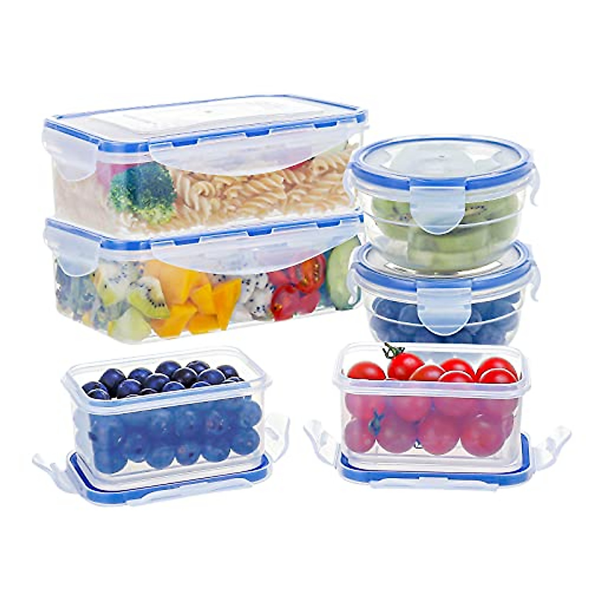 KIGI [6 PACK] 38.9OZ/10.1OZ/6.1OZ Mixed Sized Food Storage Containers Set with Lid Airtight Meal Prep Containers Leak-Proof Bento Box,BPA FREE,Microwave Safe