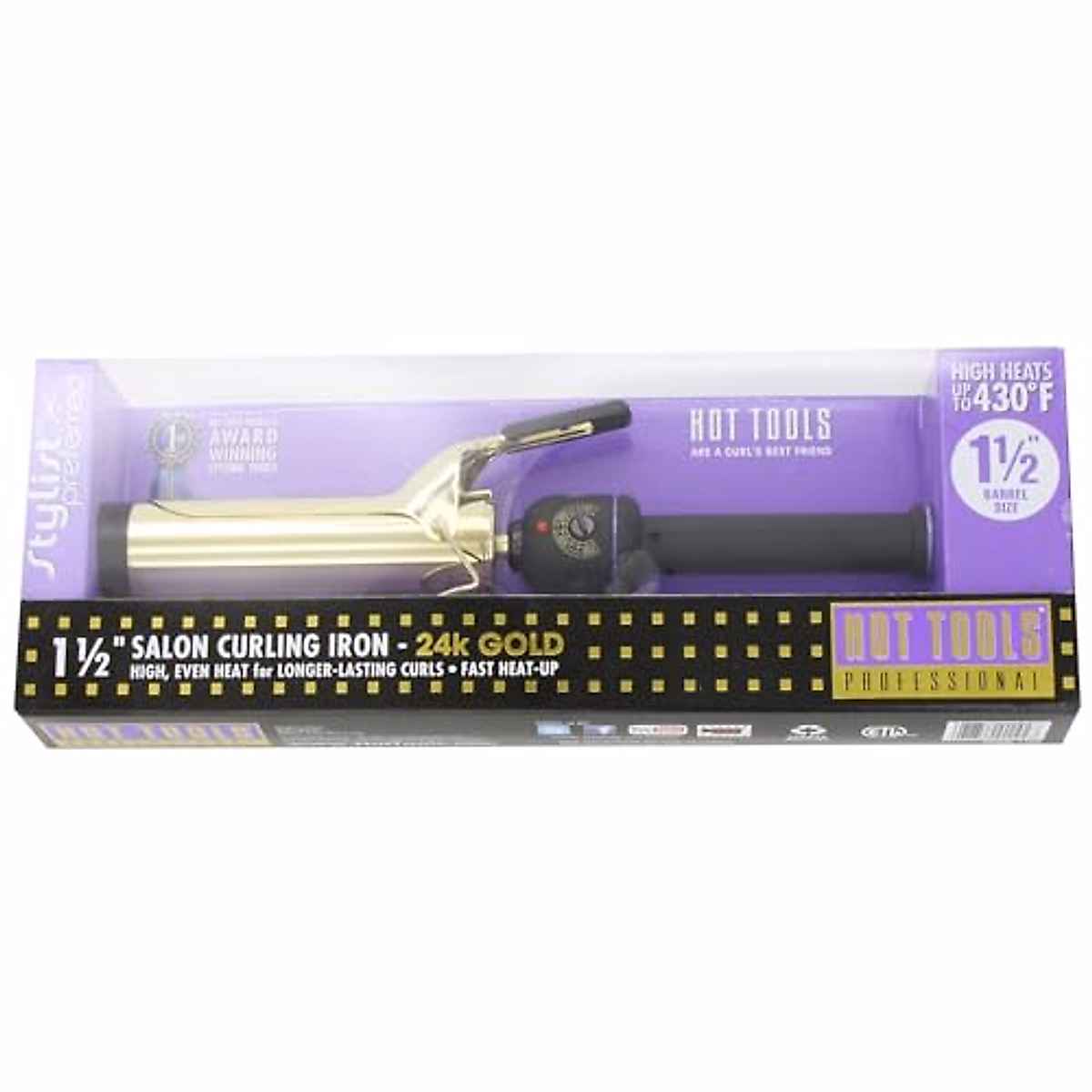 HOT TOOLS (2018 MODEL) Pro Artist 24K Gold Curling Iron | Long Lasting, Defined Curls (1 1/2 in)