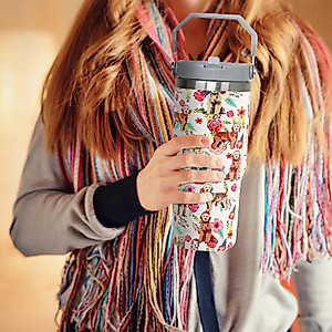 Goldendoodle Tumbler - Dog Lovers Gifts for Women- with Handle and Straw, Stainless Steel Vacuum Insulated Flip Straw 30 oz - Spill Proof Coffee Travel Mug Goldendoodle Lovers Gifts