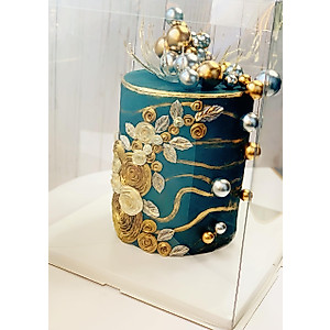 Sweet Degrees Kitchen Square Clear Cake Box - Transparent Cake Boxes with Ribbon - Clear Tall Cake Box - Clear Gift Boxes with Lid for Birthday Wedding Party and Holiday (1 Set 14" L x 14" W x 16" H)