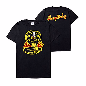 Cobra Kai Dojo T-Shirt - Black Short Sleeve Karate Tee (Small)