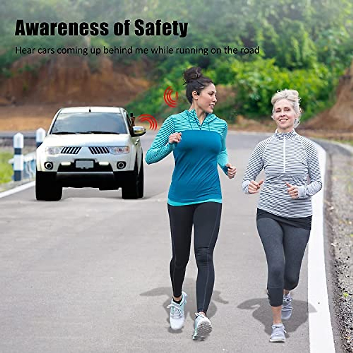 YouthWhisper Bone Conduction Headphones Bluetooth, Wireless Open-Ear Headset with Microphones,Titanium Lightweight Sweat Resistant, Answer Phone Call Sports Earphones for Running Hiking Bicycling