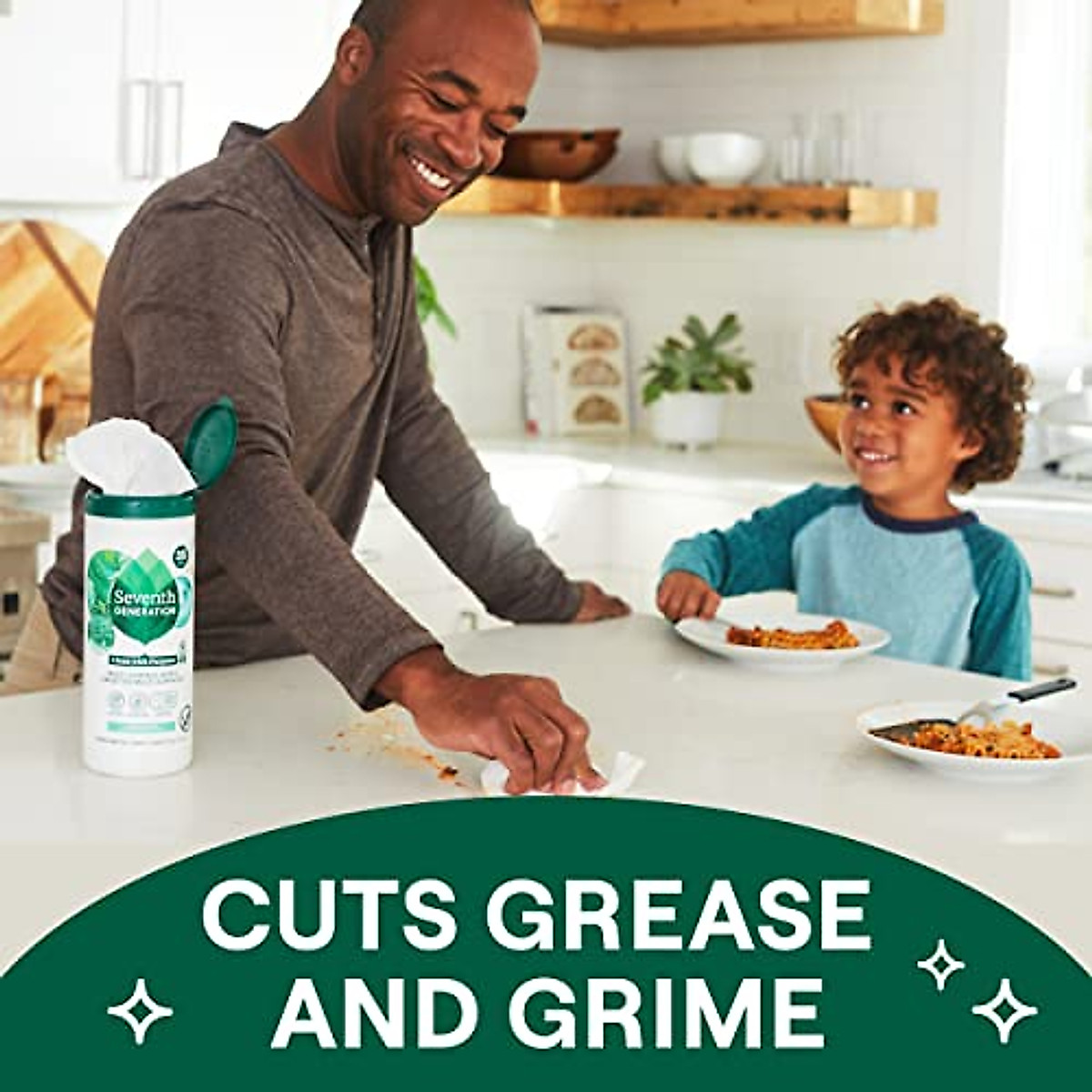 Seventh Generation Multi Purpose Wipes All Purpose Cleaning Garden Mint scent with 100% Essential Oils and Botanical Ingredients 70 count, Pack of 3