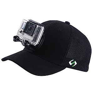 Smatree Baseball Hat Mount Mesh Cap Compatible with Gopro Hero 11/10/9/8/7/6/5/5 Session/4/3+/3/2/1/DJI OSMO Action Cameras, Wool Material (L 58-60cm) Black