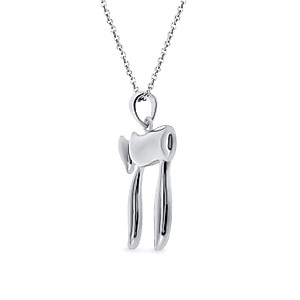 B. BRILLIANT Chai Necklace for Women Mom Sterling Silver Necklace High Polished Hebrew Jewish Life Chai Pendant, Am Yisrael Chai