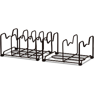 Simple Houseware 2PK Kitchen Cabinet Pan and Pot Lid Organizer Rack, Total 6 Compartments, Bronze