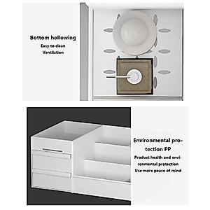 RUBRYKAZ Makeup Desk Cosmetic Storage Box Organizer with Drawers for Dressing Table, Vanity Countertop, Bathroom Counter, Elegant Vanity Holder for Brushes, Eyeshadow, Lipstick and Nail Polish,WHITE