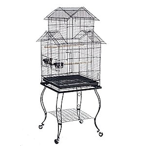 Bird Parrot Cage with Stand Cockatiel Amazon African Grey Caique Conure, 20 X 20 X 57 1/2" h