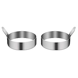 Kitchen Omelette Mould Pancake Shaper Egg Ring, Stainless Steel Egg Frying Mold with Handle(L 2PCS)