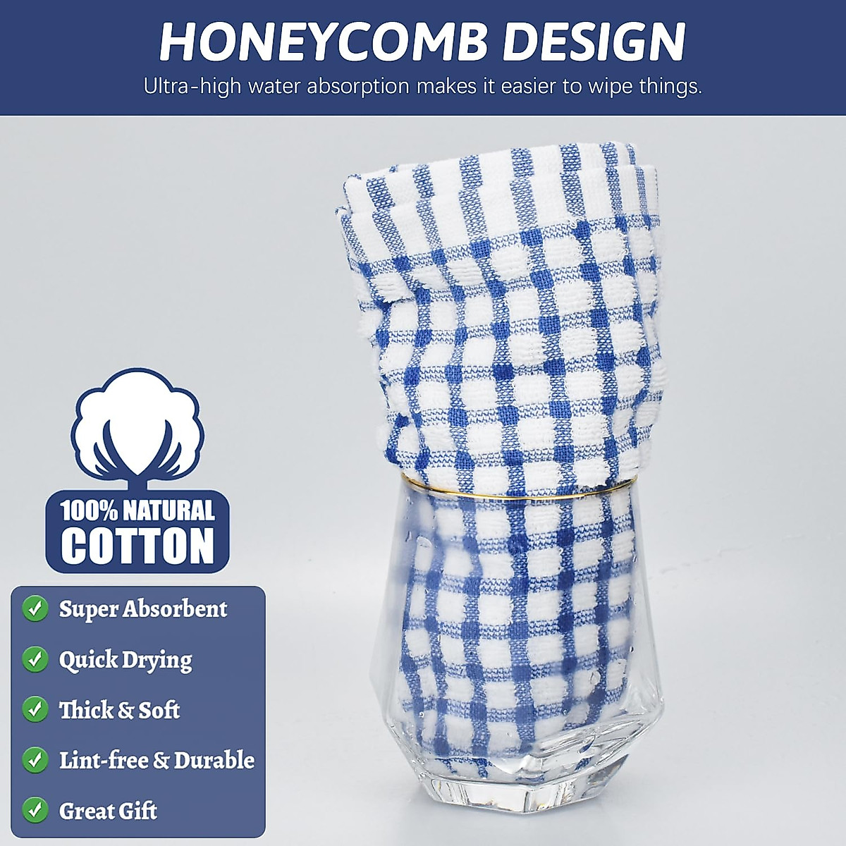 Nialnant 8 Pack Dish Cloths for Washing Dishes,Super Soft and Absorbent Kitchen Dish Rags,Terry Cleaning Cloth-11 x 11In