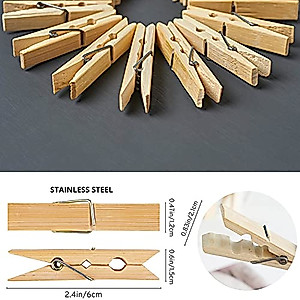 Loliyas Clothes Pins, Bamboo Wooden Clothespins Wood Clips, Small Close Pins Clothing Pins Clothes Pegs for Photos Crafts Pictures Baby Hanging Clothes Clothesline Laundry Clip, 40 Pack 2.4 Inch