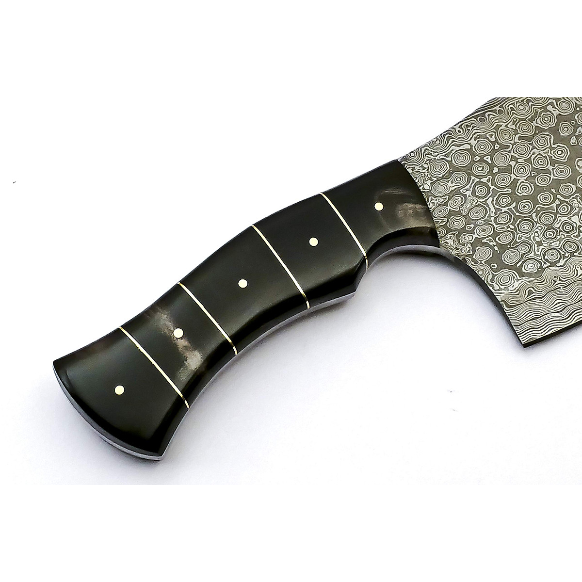 CK-104 Hand Forged 224 Layers Damascus Steel Chef's Cleaver Full Tang Horn Handle, Sharp Blade With Leather Sheath