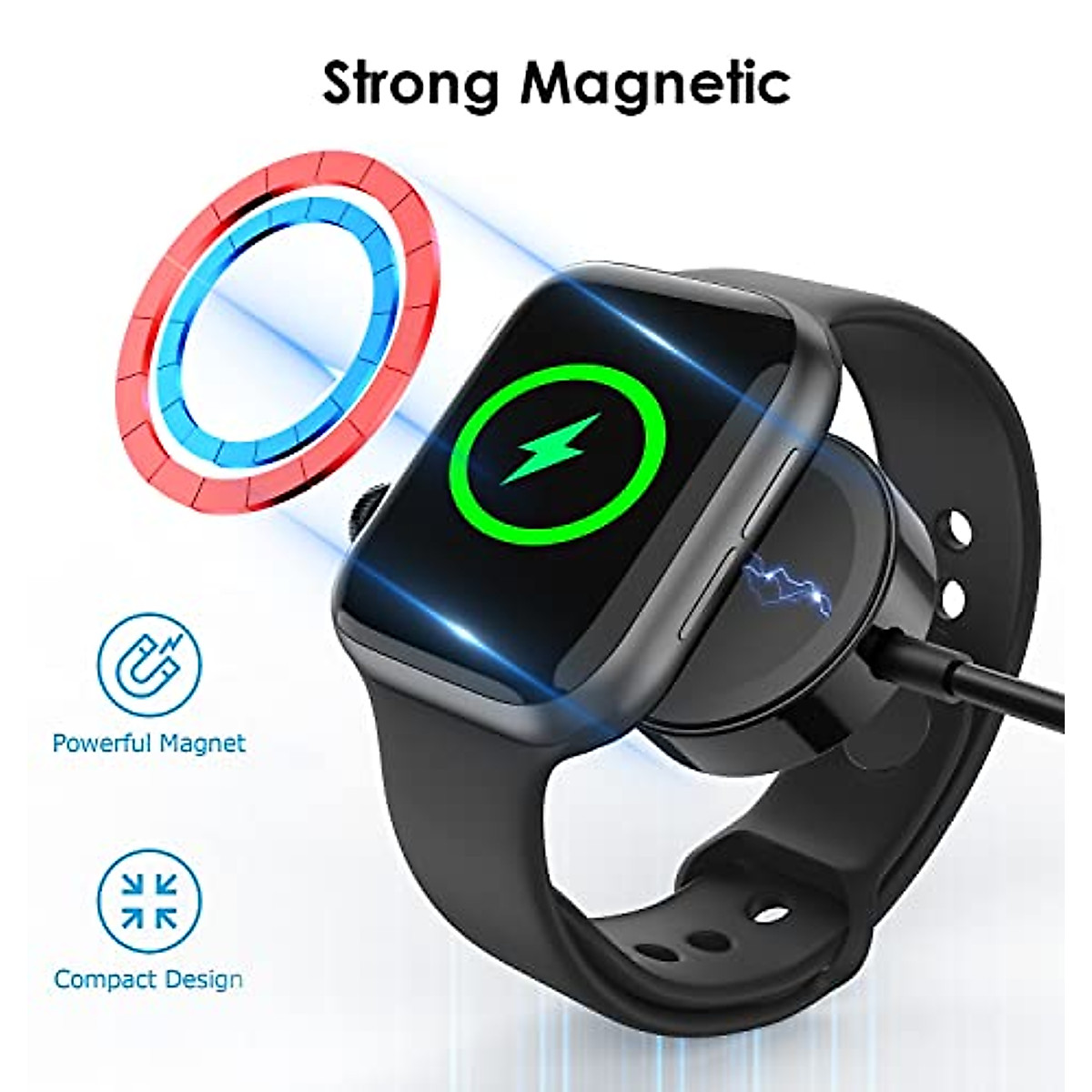 JUD 𝟮𝟬𝟮𝟯 𝐔𝐩𝐠𝐫𝐚𝐝𝐞𝐝 for Apple Watch Charger Black 6.6ft/2M Fast iWatch Charger Wireless Charging Cable Compatible with Apple Watch Series 8/7/6/5/4/3/2/1/SE