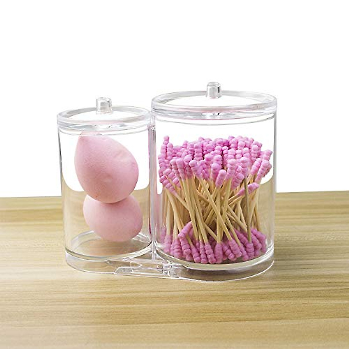 Erliban Cotton Swab Box Holders, 2 in 1 Qtip Holders and Acrylic Cotton Container for Cotton Ball,Cotton Swab,Q-Tips,Cotton Rounds Storage
