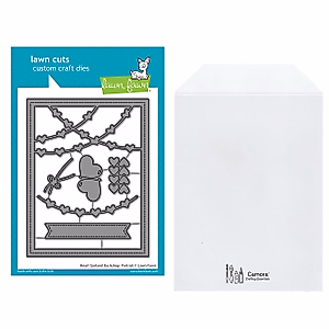 Lawn Fawn Heart Garland Backdrop Die: Portrait, Carnora Die Organizer Storage Pocket (6 3/4"x 9 1/2", 6 mil) Bundle of 2 Items (LF3022, CAR3)