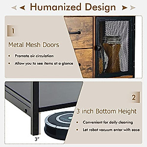 PETSITE Sideboard Buffet with Storage Cabinet, Industrial Coffee Bar Console Table Credenza with Mesh Doors, Drawers & Shelf for Kitchen Entryway, Rustic Brown