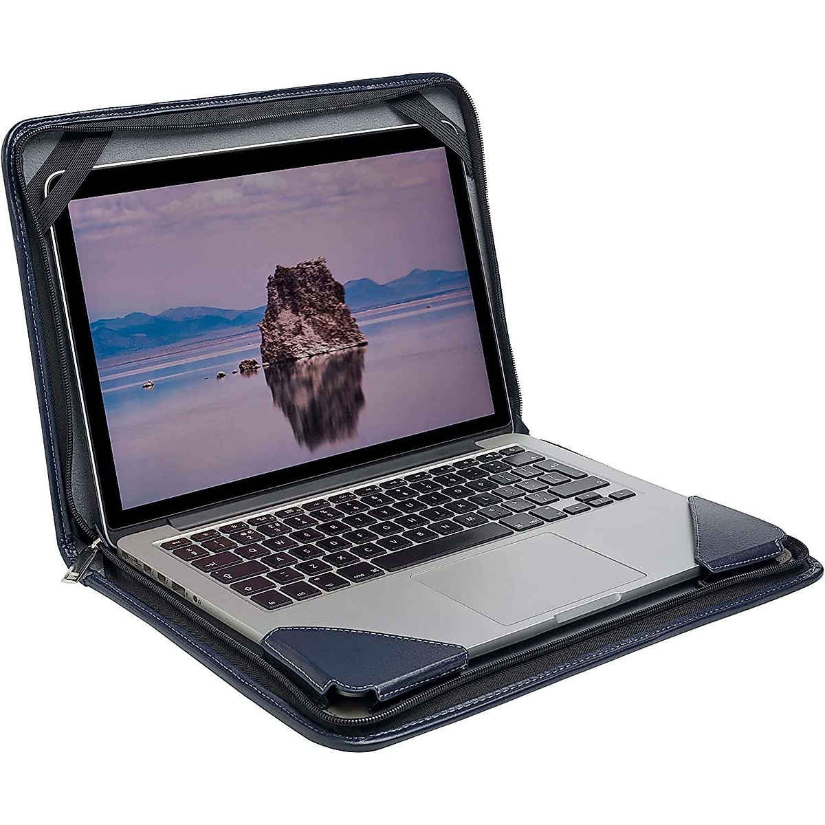 Broonel Blue Leather Laptop Messenger Case - Compatible with Toshiba Satellite Radius 15