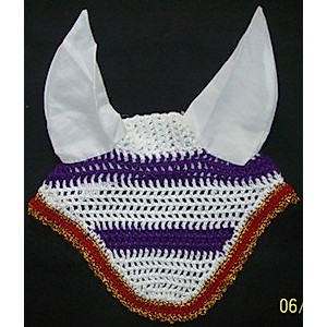 Avani Creations Ad Horse Ear Net Crochet Fly Veil Equestrian Fly Bonnet/Veil/mask Standard Size