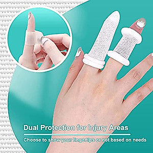 Dimora 60Pcs Finger Bandage Cotton-Made Elastic Bandages Breathable Finger Cots for Wounds, Ideal Finger Glove for Scald Protection, Cargo handling, Gardening Work, Sports and Fitness