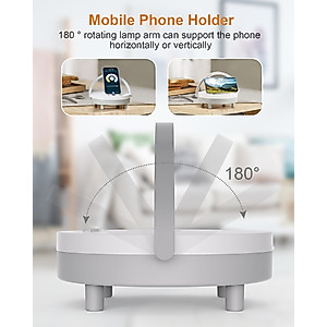 Touch Table Lamp, 4 in 1 Dimmable LED Bedside Lamp with Wireless Charger, Portable Night Light Bluetooth Speaker with Phone Holder, Nightstand Lamp for Bedroom Birthday Gift for Girl Boy Mom