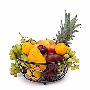TutiFruti Fruit Bowl With Banana Holder, Fruits on Basket Do No Top Over, Conveniently Balanced, The Size and Color Your Family Expects. (Black Satin), 16X12.