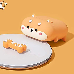 Jowhep Case for AirPod 2/1 Cartoon Design Cute Silicone Cover with Keychain Fashion Funny Shockproof Soft Protective Skin for Air Pods 2&1 Girls Boys Kawaii Shell Cases for AirPods 1/2 Sleeping Dog