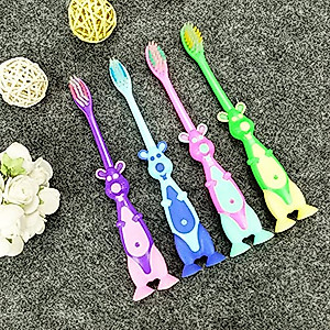 Kiminors, dobrygalpe 4 Pcs Cartoon Kangaroo Small Head Children Toothbrush With Extra Soft Bristles,Colorful, 40 x 100 x 80 MM