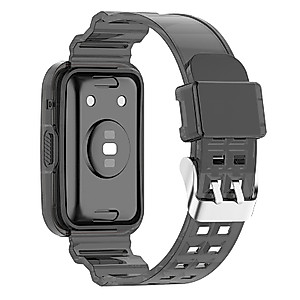 LOKEKE for Huawei Watch Fit Replacement Wrist Band - Transparency Replacement Silicone Wrist Watch Band Strap For Huawei Watch Fit(Black)