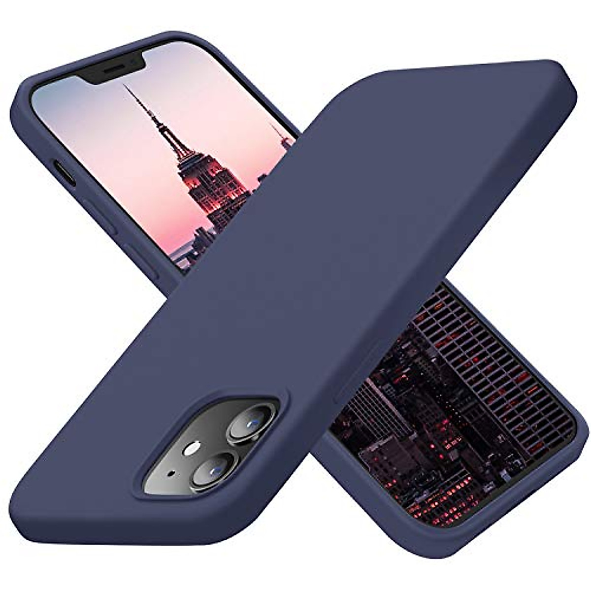 Cordking Designed for iPhone 12 Case, Designed for iPhone 12 Pro Case, Silicone Shockproof Phone Case with [Soft Anti-Scratch Microfiber Lining] 6.1 inch, Navy Blue