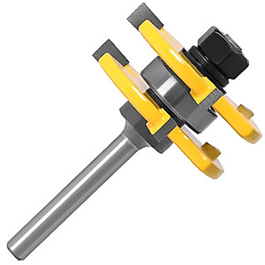 Lock Miter 45 Degree Joint Router Bits + 2Pcs Tongue and Groove Set [1/4-Inch Shank], APLUS 45° Lock Mitre Glue Joint Router Bit + Router Bit Set 3 Teeth T Shape, Wood Milling Cutter Woodworking Tool