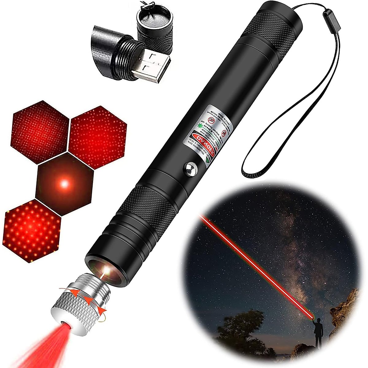 Cowjag Laser Pointer, Long Range Red Laser Pointer,Laser Pointer High Power Pen, Red Pointer Rechargeable for Hiking, Cat Laser Toy USB Charge(Red Light)