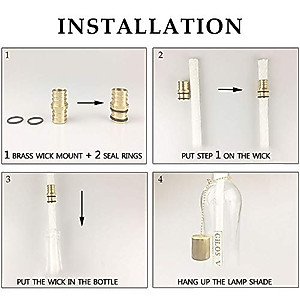 EricX Light Wine Bottle Torch Kit 4 Pack, Includes 4 Long Life Torch Wicks ,Brass Torch Wick Holders And Brass Caps - Just Add Bottle for an Outdoor Wine Bottle Torch