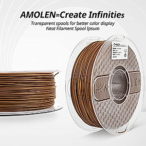 AMOLEN Dark Wood Walnut PLA Filament 1.75mm,Walnut 3D Printer Filament with 30% Real Wood Fiber,Wood Filament,1KG