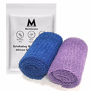 Exfoliating Washcloth Towel Body Scrubber Loofah African Net Bathing Sponge Back Scrubber for Shower Mesh Pouf Sponge Skin Smoother for Daily Use or Stocking Stuffer Bathroom Accessories 2pcs