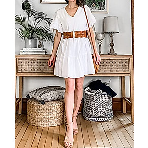 GRACE KARIN Wide Belts for Women Dresses 1950s Retro Stretchy Waist Cinch Belt Brown S