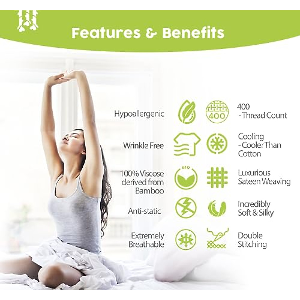 BAMPURE Bamboo Sheets Queen Size - 100% Viscose from Bamboo - 4PC Set - Super Soft Cooling Sheets - Up to 16’’ Deep Pocket - Luxury Series - 1 Flat Sheet,1 Fitted Sheet,2 Pillowcases (Stone Grey)