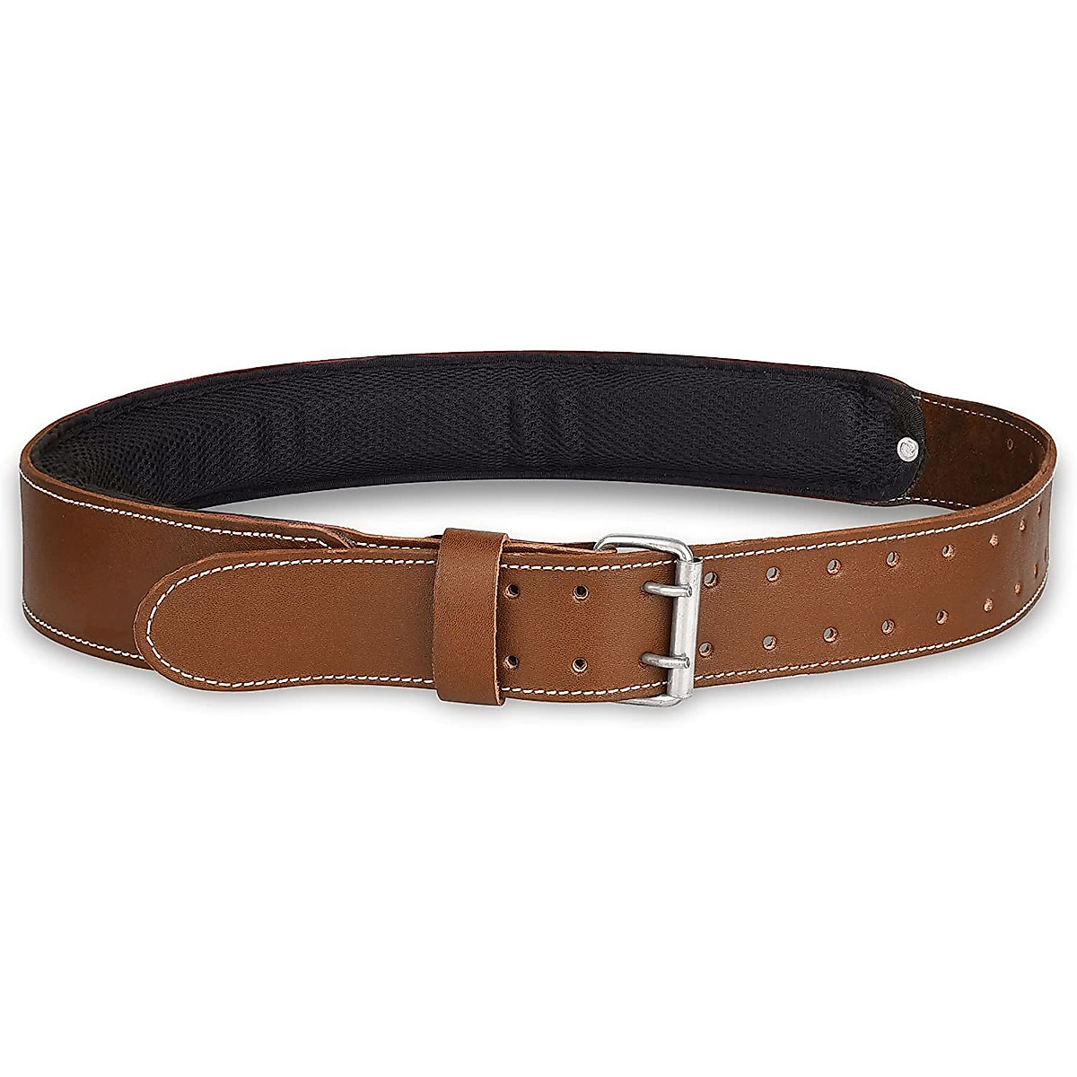 LAUTUS 3-Inch Tapered Padded Work Belt in Heavy Oiled Tanned Leather| 32-Inch to 45-Inch | Brown|