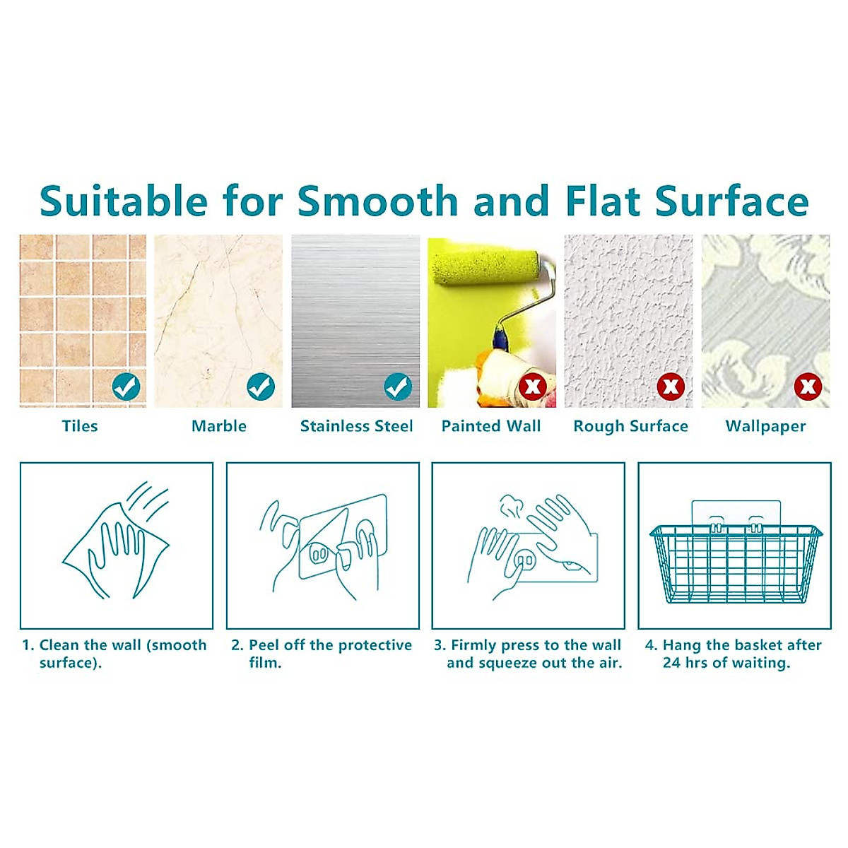 MaraFansie Transparent Adhesive Wall Hooks 4 Pack, Seamless Adhesive Hooks Sticker for Smooth Surface Bathroom/Office/Kitchen, 6.3x2.8inch