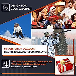 CL convallaria Thermal Underwear for Men, Long Johns Winter Hunting Gear Sport Base Layer Top and Bottom Set Midweight Black L