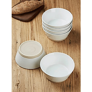 famiware Saturn 6 Pieces Cereal Bowl, Soup Bowls, Stackable, Perfect for Your Friend for Housewarming, Thanksgiving, Christmas, White