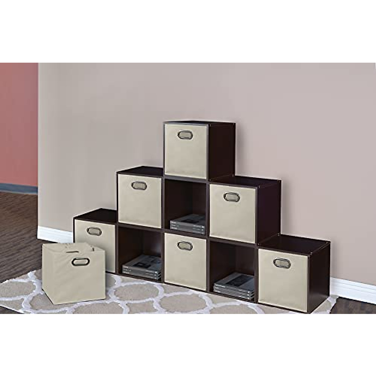 Set of 12 Cubo Foldable Fabric Bins- Natural