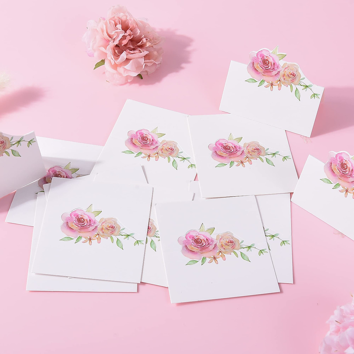 60 Pcs Floral Place Cards for Wedding Small Tent Name Card Table Setting for Banquets Dinner Parties Baby Shower Weddings 3.5 x 2 Inch
